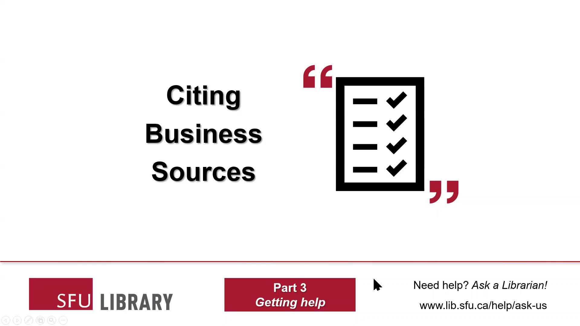 Citing Business Sources: Getting Help